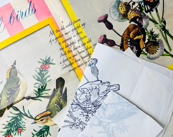 Vintage 1950s Set of Bird Iron on Transfer Embroidery Patterns ...