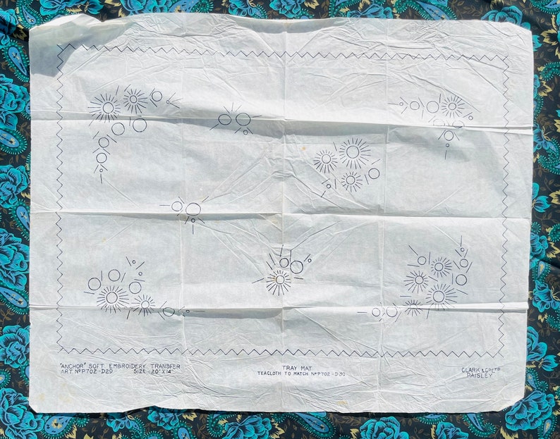 Vintage Hand Embroidery Transfer Anchor P702-D29, Teacloth, Geometric ...