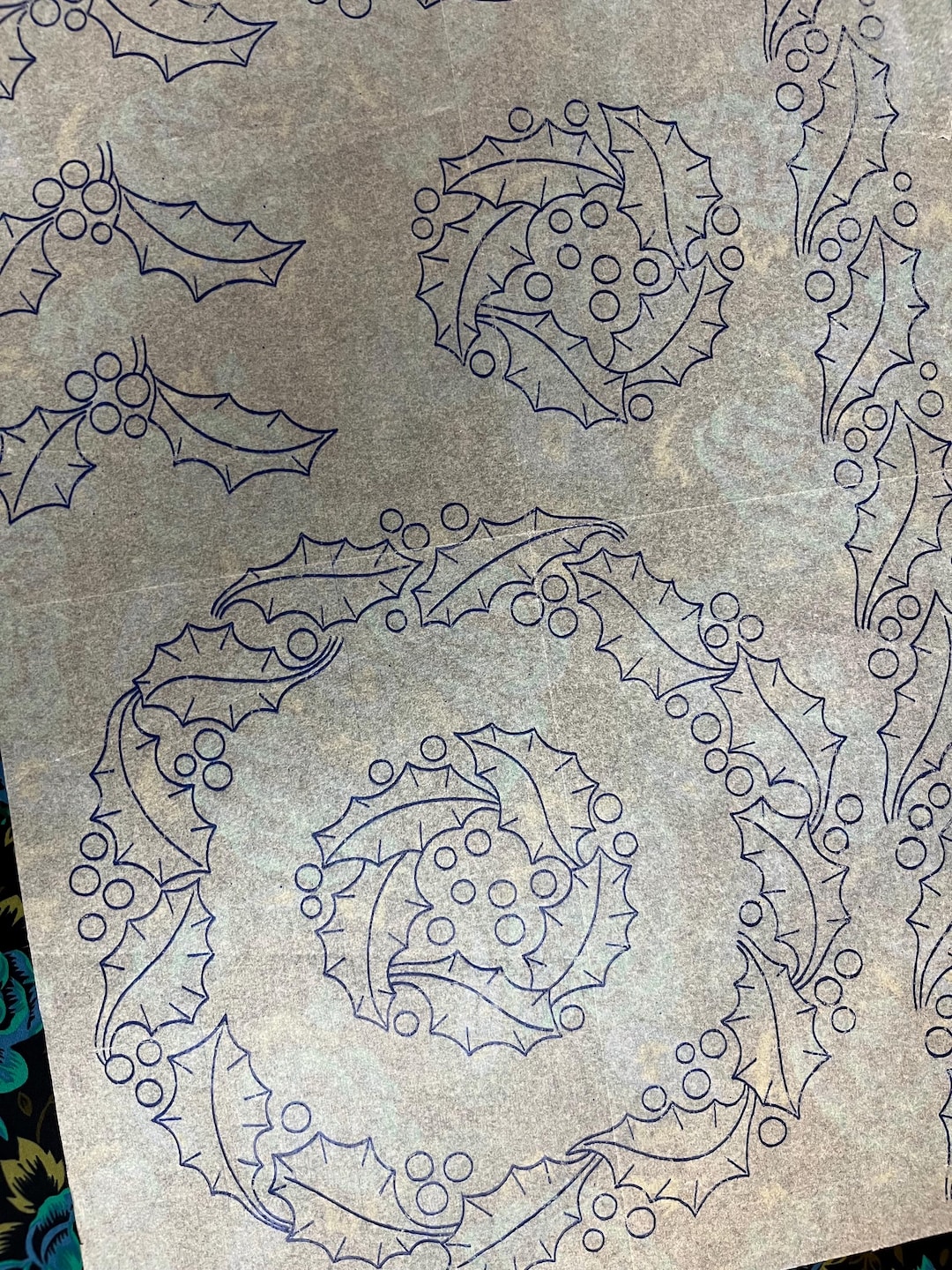 Vintage 1930s Stitchcraft Hand Embroidery Transfer Design, Holly Wreath ...