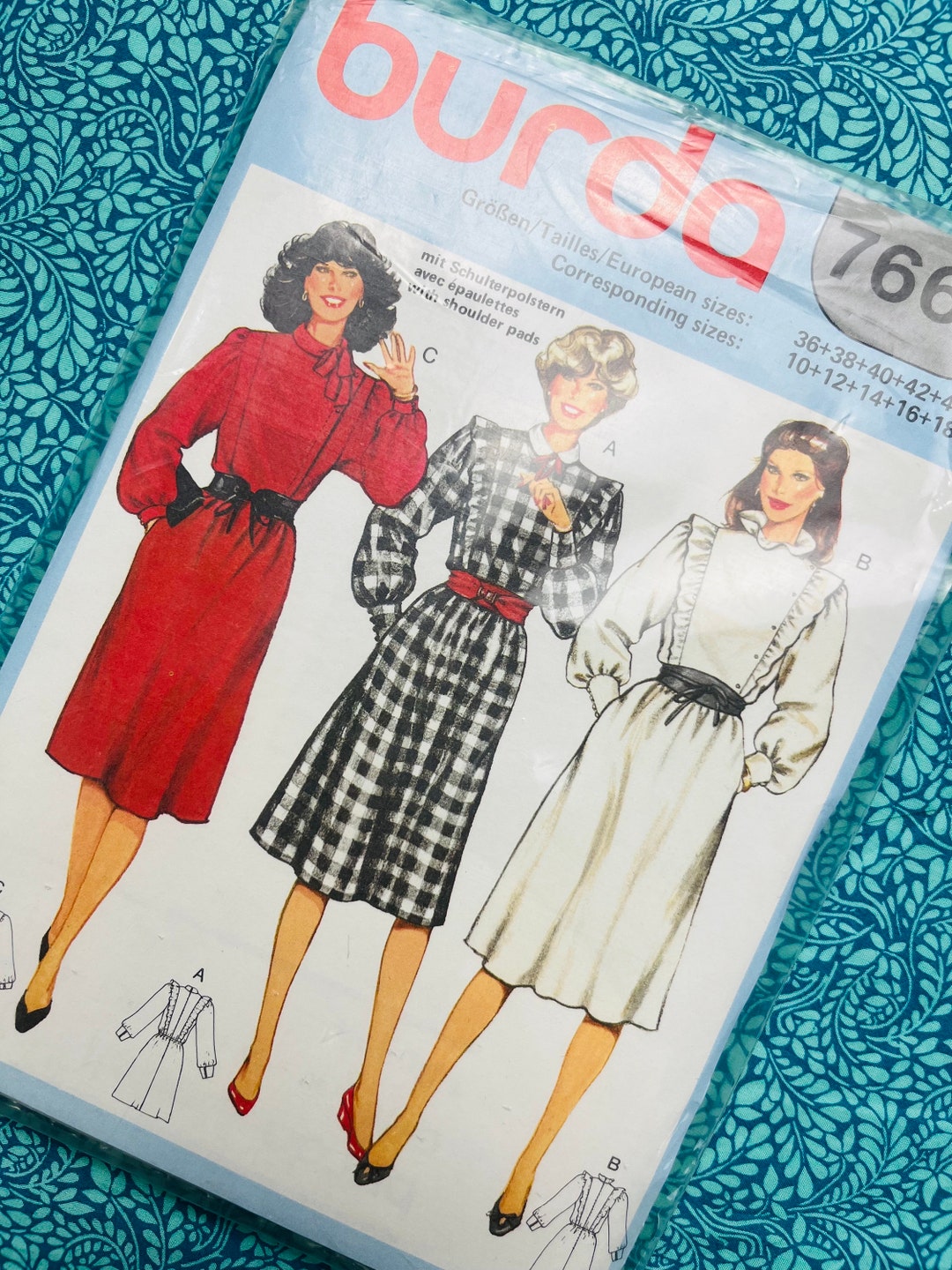 Vintage Uncut Burda Sewing Pattern 7660, Ladies Set Dress With Ruffle ...