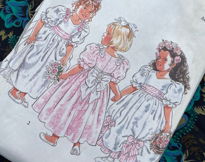 Age 2-7 Vintage 80s New Look Sewing Pattern 6545, Girls Bridesmaid or ...