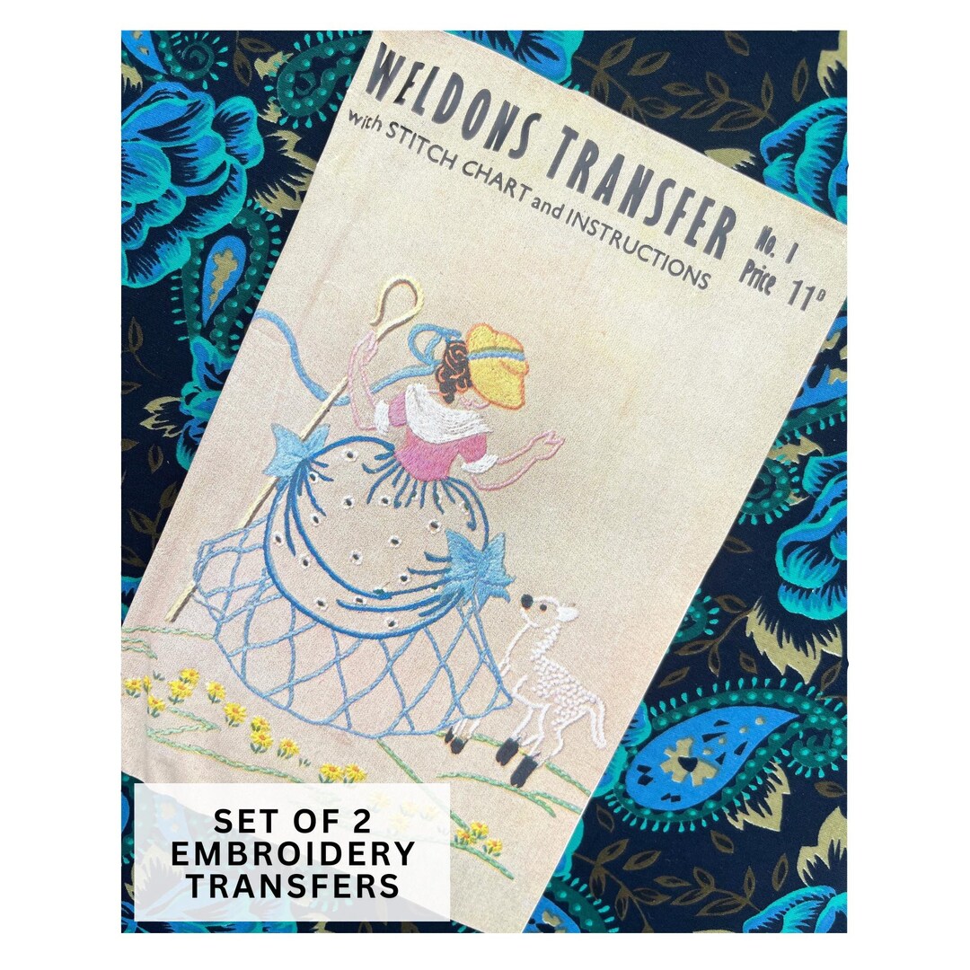 Vintage Iron-on Hand Embroidery Transfer Pattern, 2 Sheets With Stitch ...