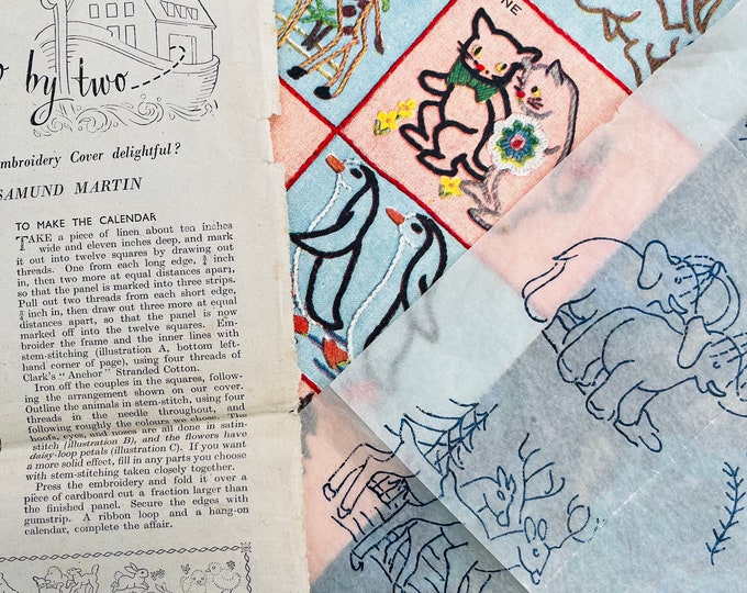 Vintage Iron on Hand Embroidery Transfer by Bestway 1689, Pairs of ...