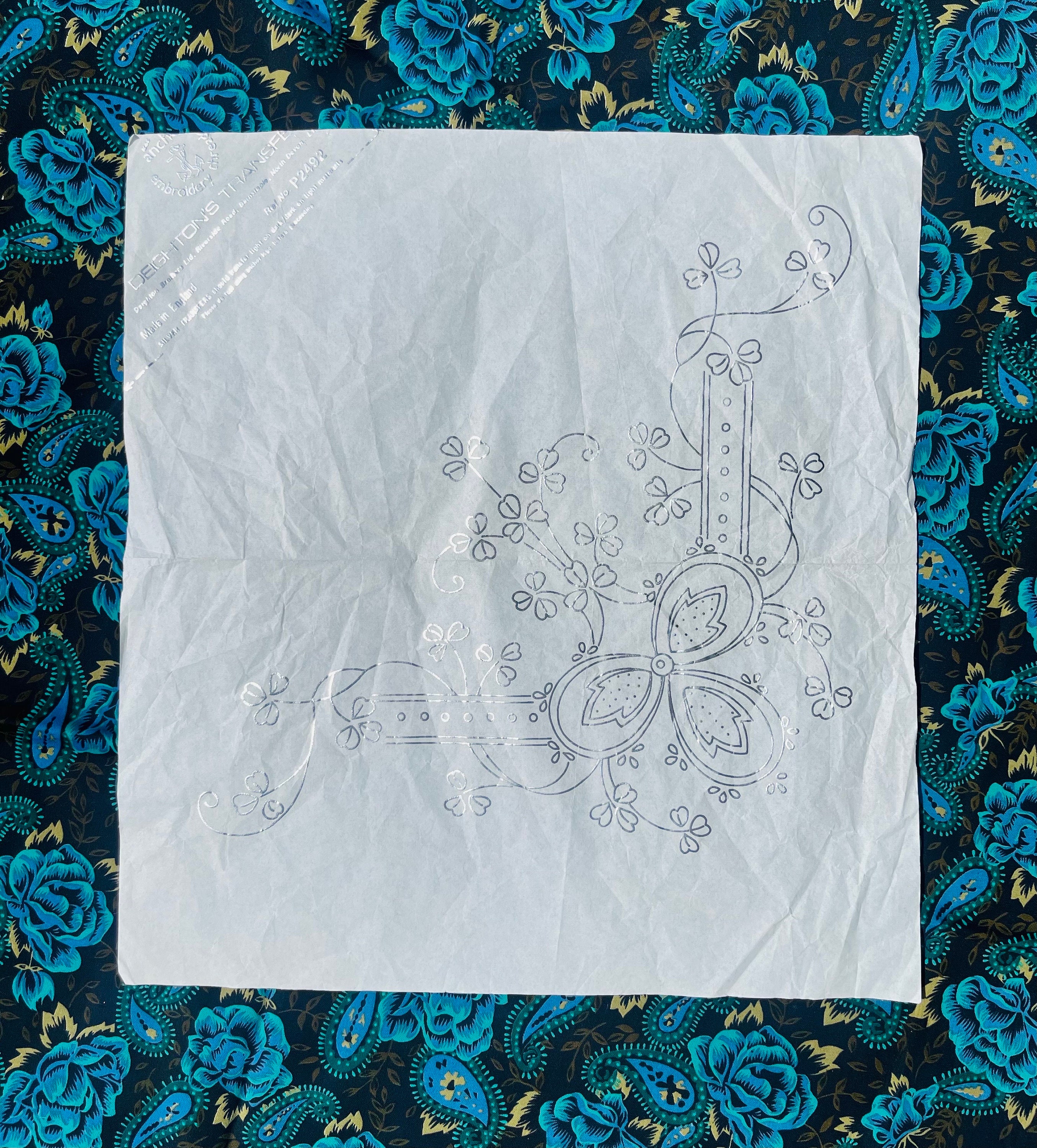 Vintage Hand Embroidery Design Deighton's Silver Transfer P2492, Corner ...