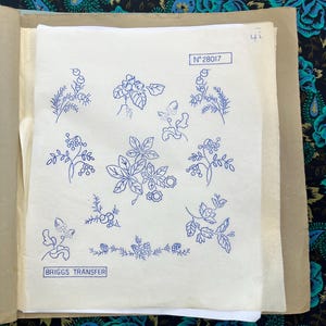 Vintage Iron on Hand Embroidery Transfers by Briggs, Small Floral ...