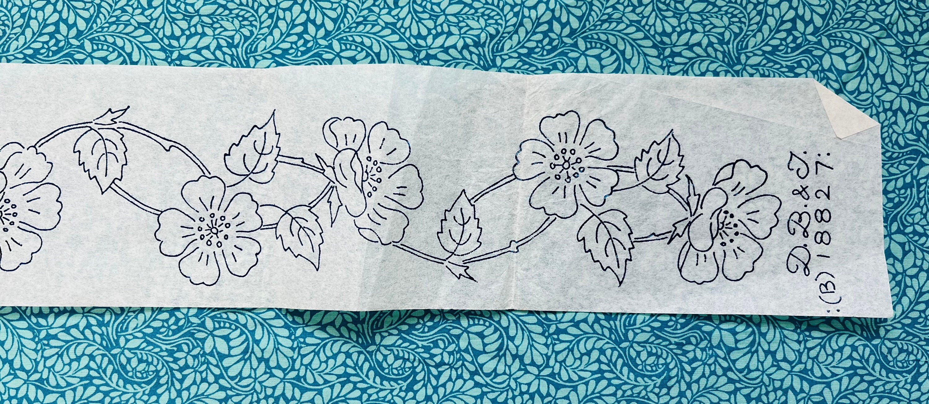 Vintage Hand Embroidery Transfers, Floral Trim or Border, Repeating ...