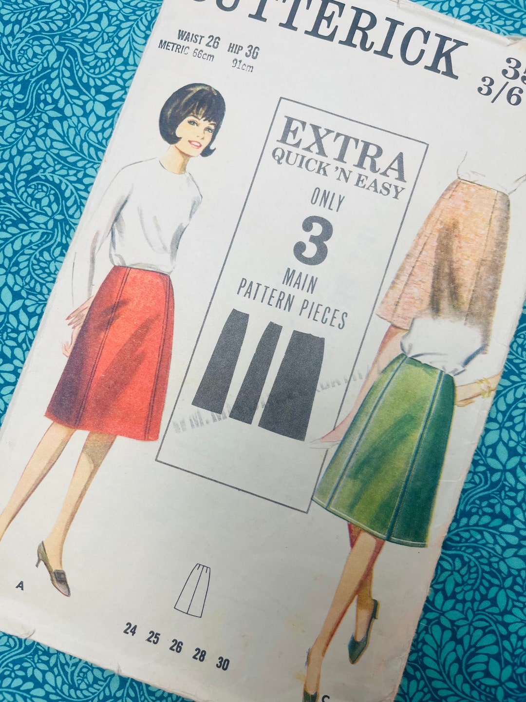 Hips 36" Vintage 60s Butterick Sewing Pattern 3509, Quick and Easy ...