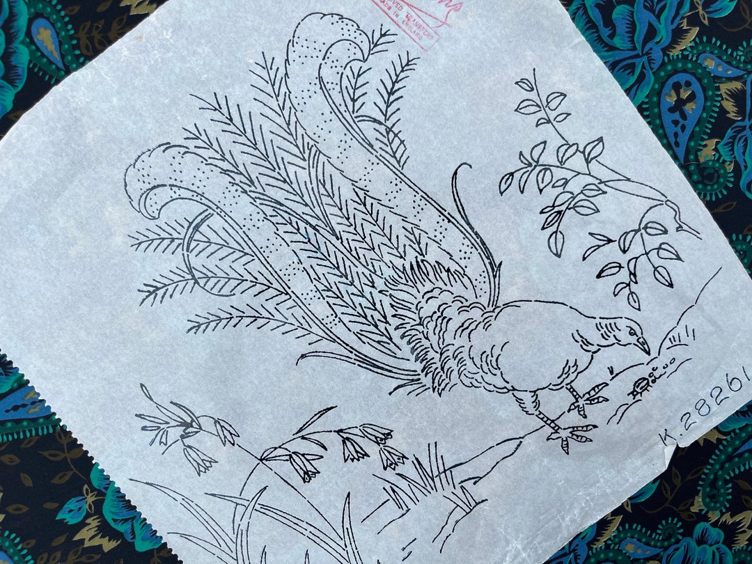 Vintage Deightons Hand Embroidery Transfer K28261, Exotic Pheasant and ...