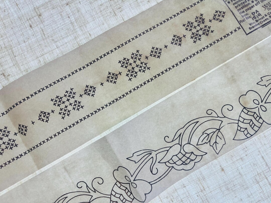 Vintage Iron-on Hand Embroidery Transfers for Border or Trim, Jacobean ...