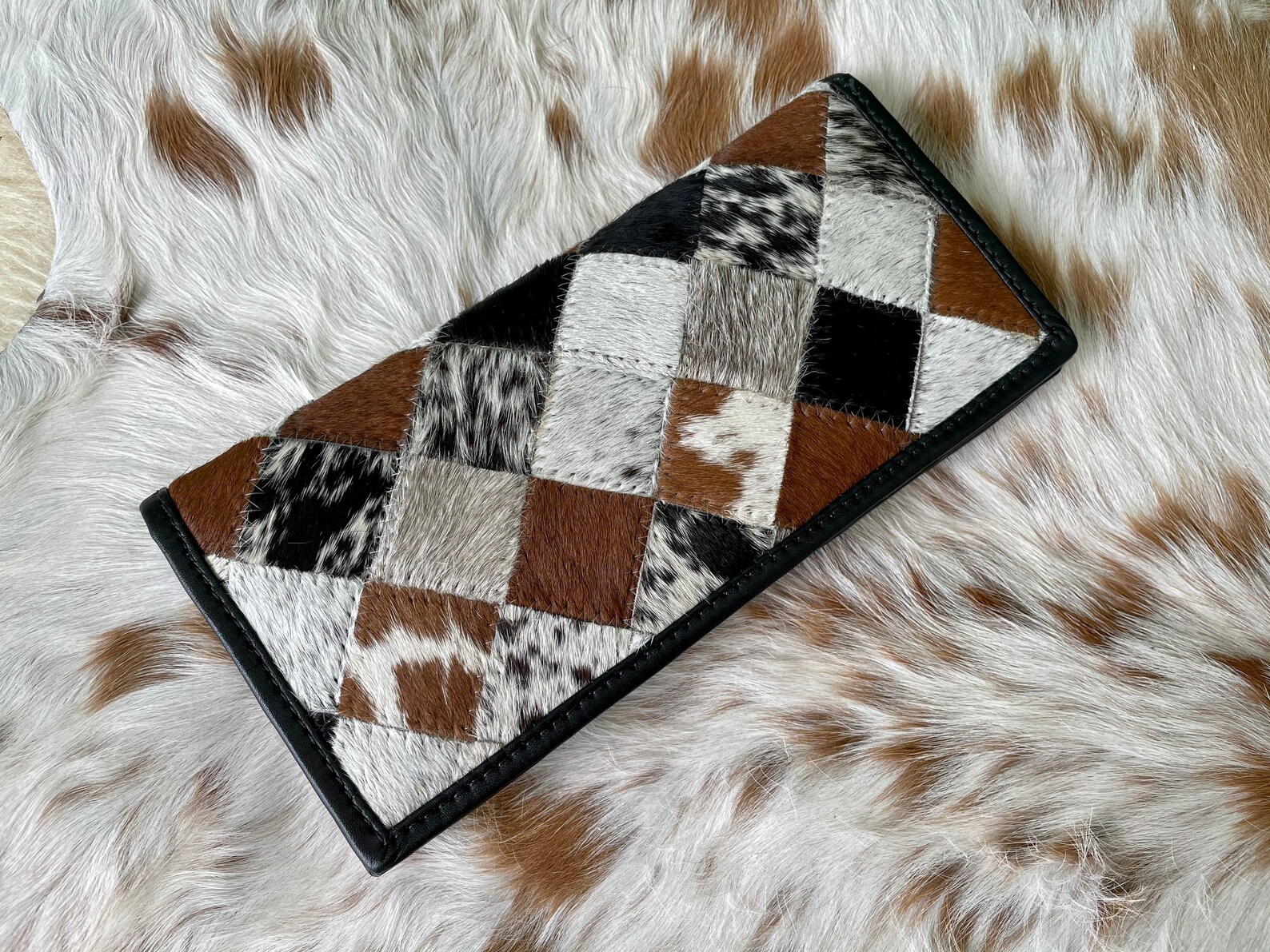 Custom Patchwork Cowhide Wallets for Women Slim Wallet Bifold - Etsy