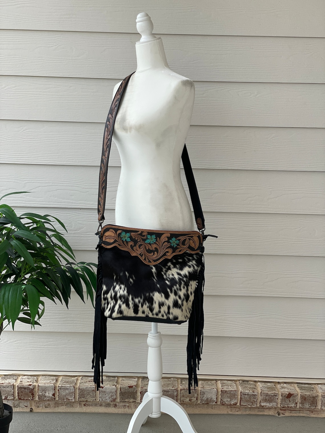 Cowhide Crossbody Purse Handbag Western Bag Black Brown Cow - Etsy