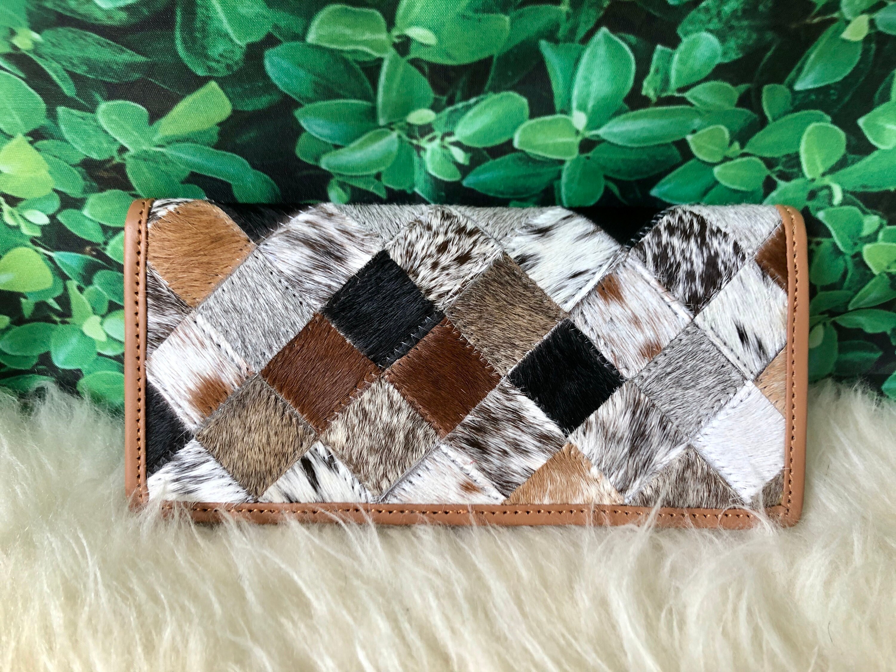 Custom Patchwork Cowhide Wallets for Women Slim Wallet Bifold - Etsy