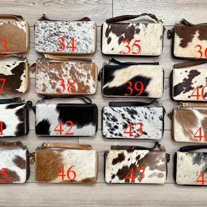 Cowhide Leather Zip Wallet Wristlet Western Boho Clutch Rodeo Cowgirl ...