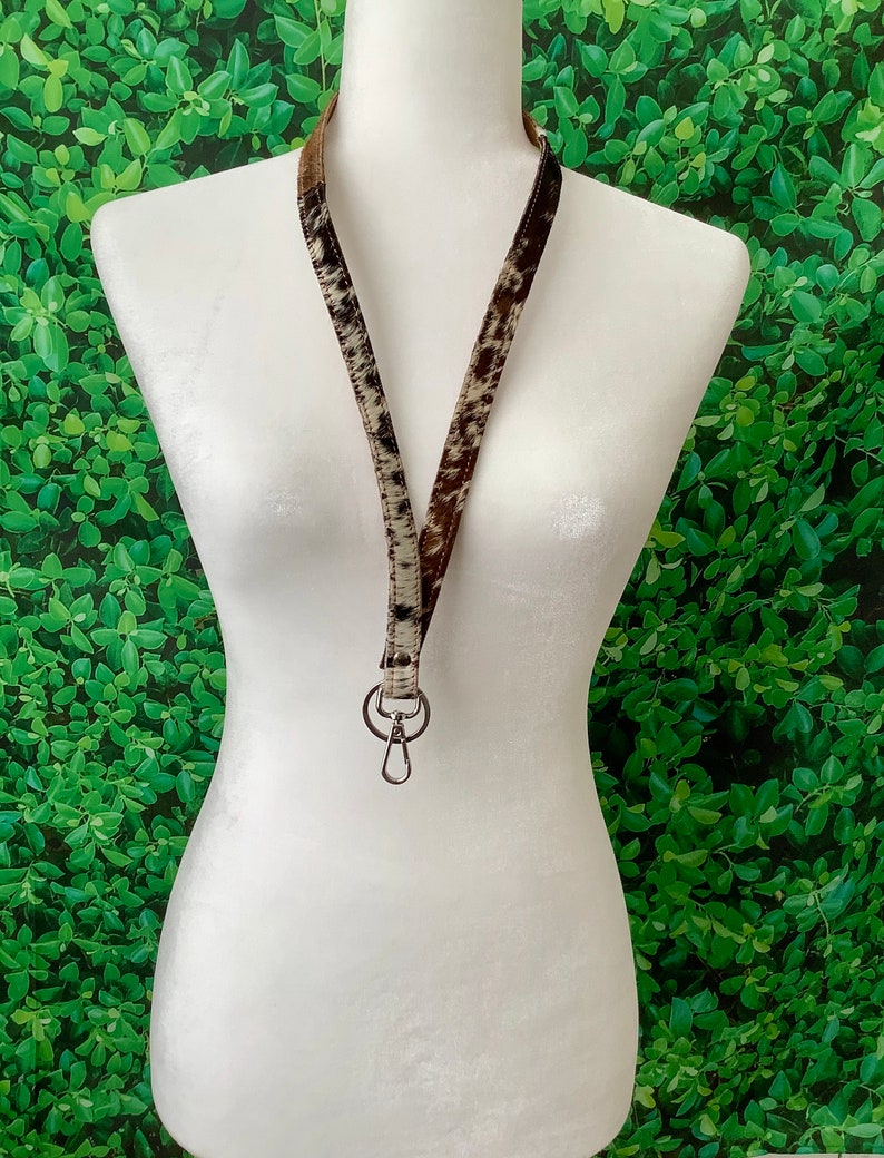 Cowhide Leather Western Lanyard ID Card Holder Cow Print Key - Etsy