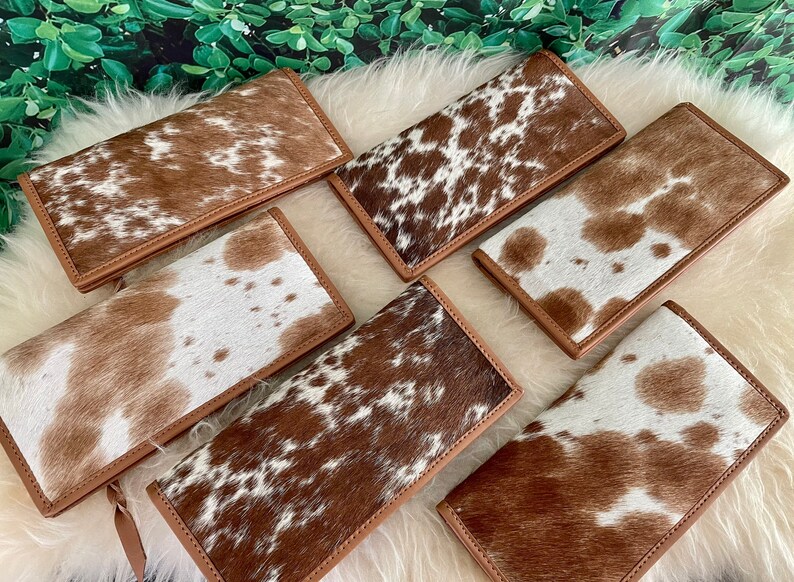 Cowhide Wallets for Women Slim Wallet Bifold Brown Tan Leather | Etsy