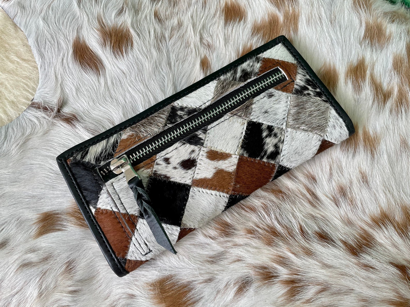 Custom Patchwork Cowhide Wallets for Women Slim Wallet Bifold - Etsy