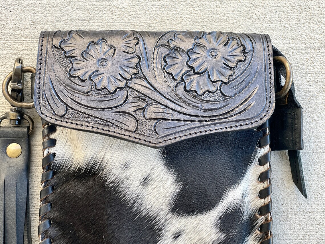 Cowhide Crossbody Purse Cell Phone Smart Phone Wallet Western - Etsy