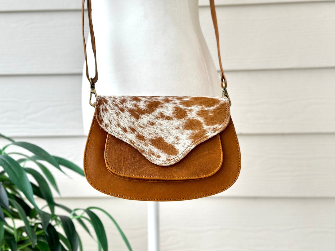 Cowhide Purse Crossbody Handbag Clutch Bag Brown Cow Hide Hair on ...