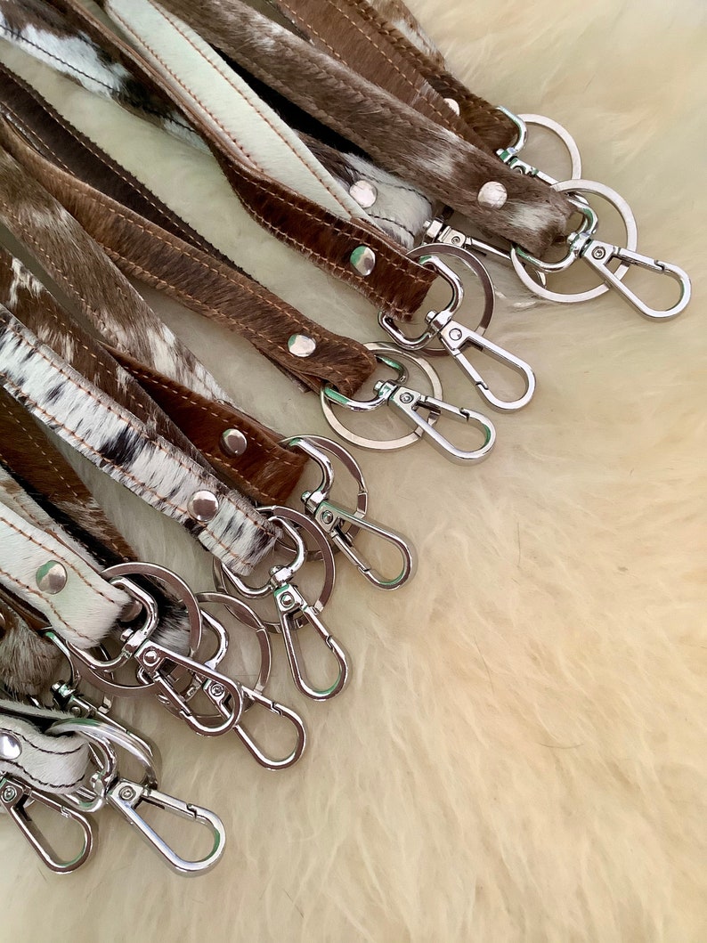 Cowhide Leather Western Lanyard ID Card Holder Cow Print Key - Etsy