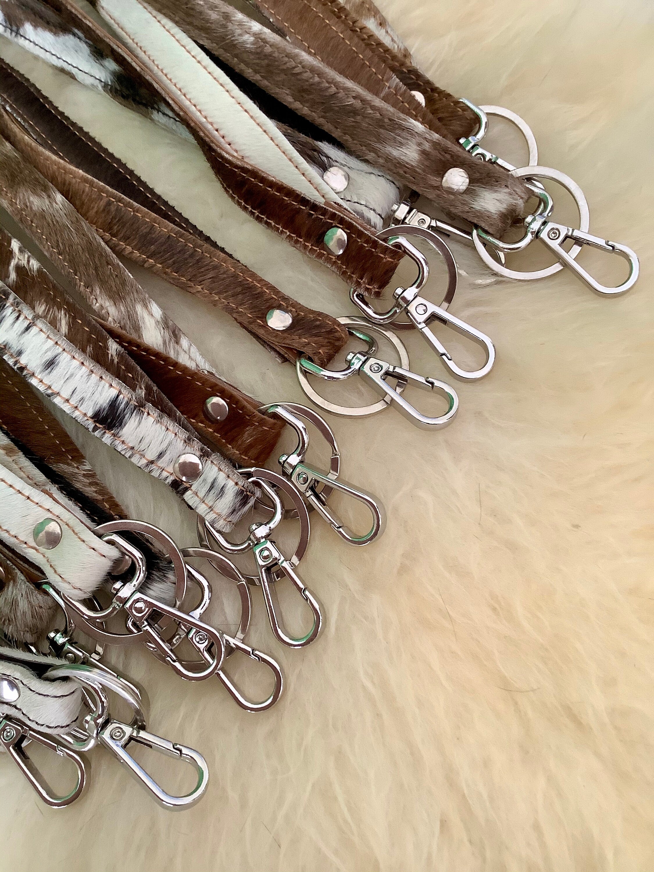 Cowhide Leather Western Lanyard ID Card Holder Cow Print Key - Etsy