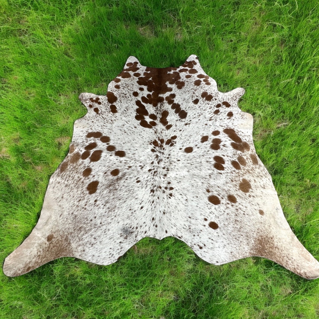Large Real Cowhide Rug Brown Western Decor Cow Hide Skin Print Leather ...