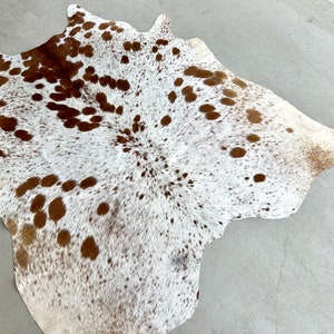 Large Real Cowhide Rug Brown Western Decor Cow Hide Skin Print Leather ...