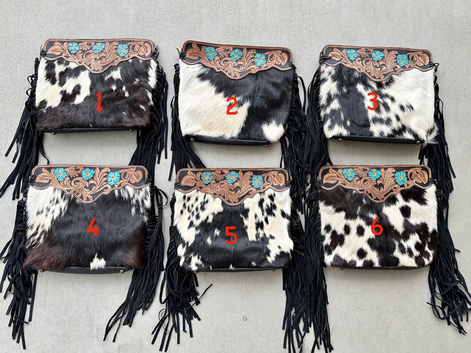 Cowhide Crossbody Purse Handbag Western Bag Turquoise Black Brown Cow ...