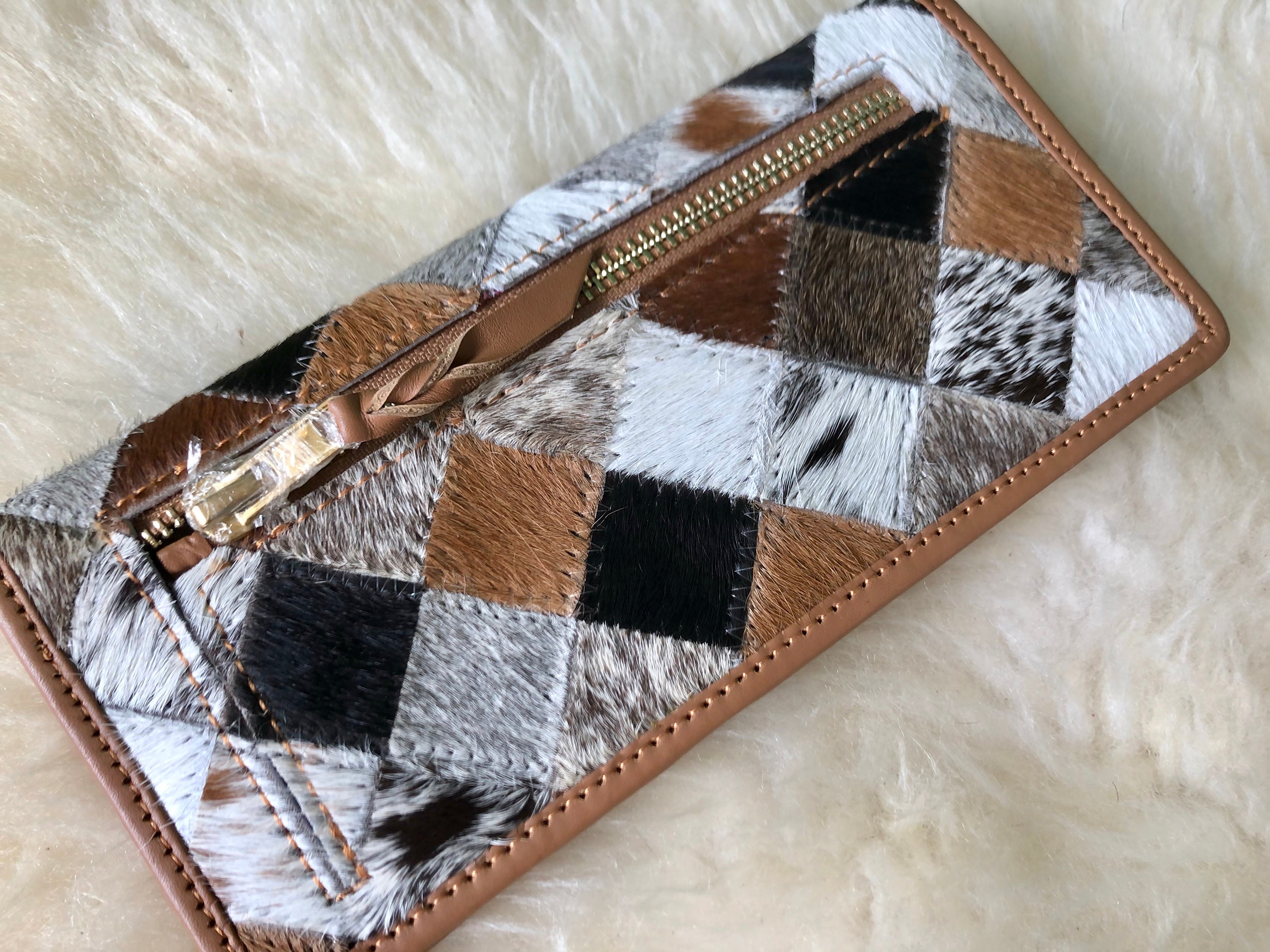 Custom Patchwork Cowhide Wallets for Women Slim Wallet Bifold - Etsy