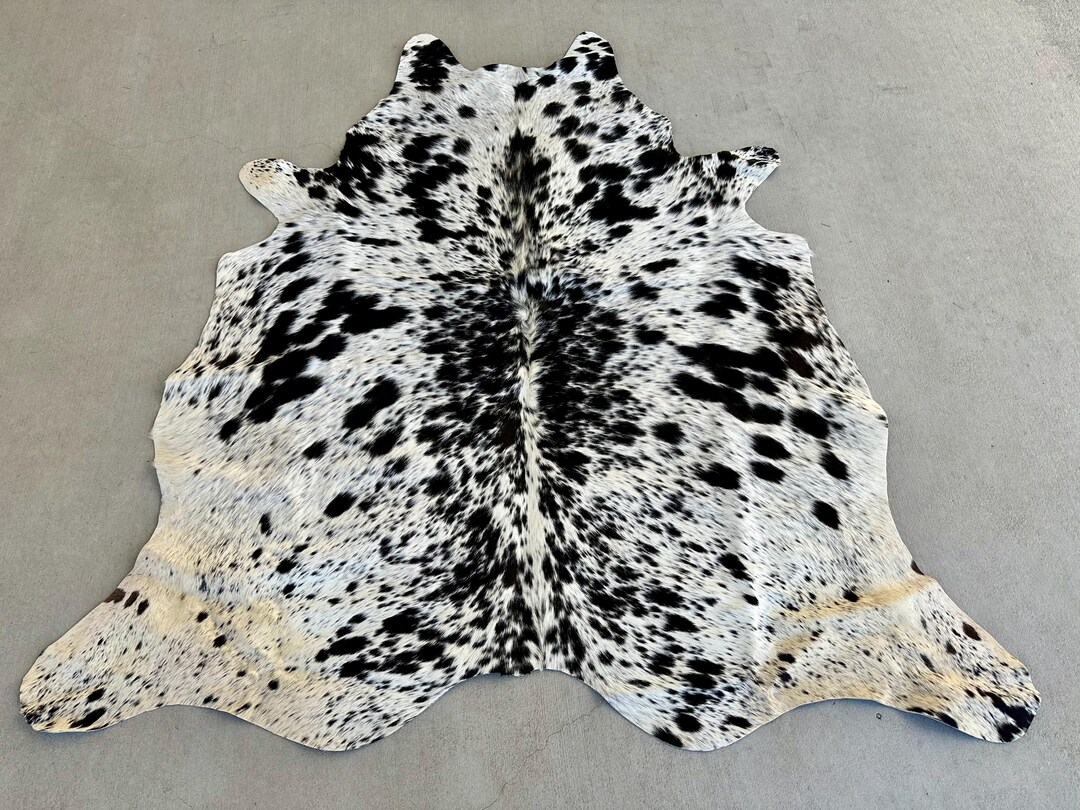 Cowhide Rugs Black Real Cow Hide Cow Print Hair on Skin Leather 5 Ft X ...