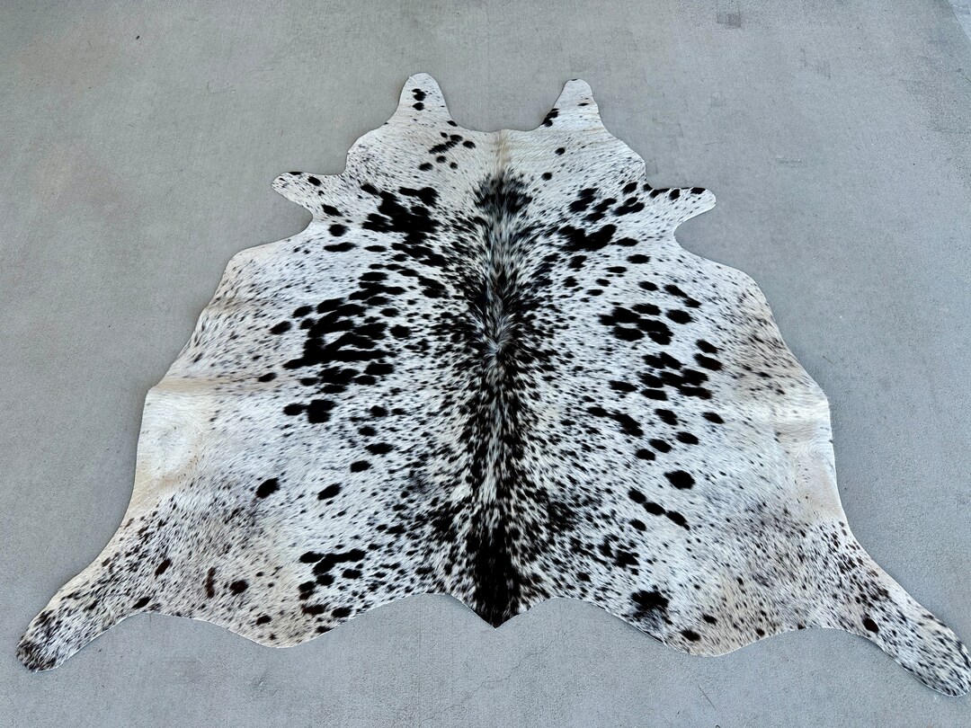Cowhide Rug Black White Western Decor Area Accent Leather Rugs Real Cow ...