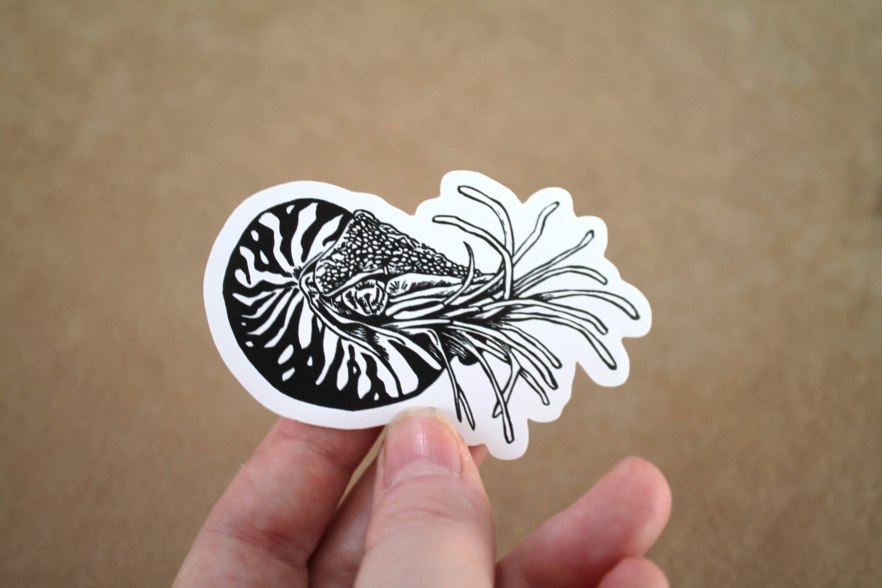 Nautilus Sticker Die Cut Art Sticker Lino Print Stickers - Etsy UK
