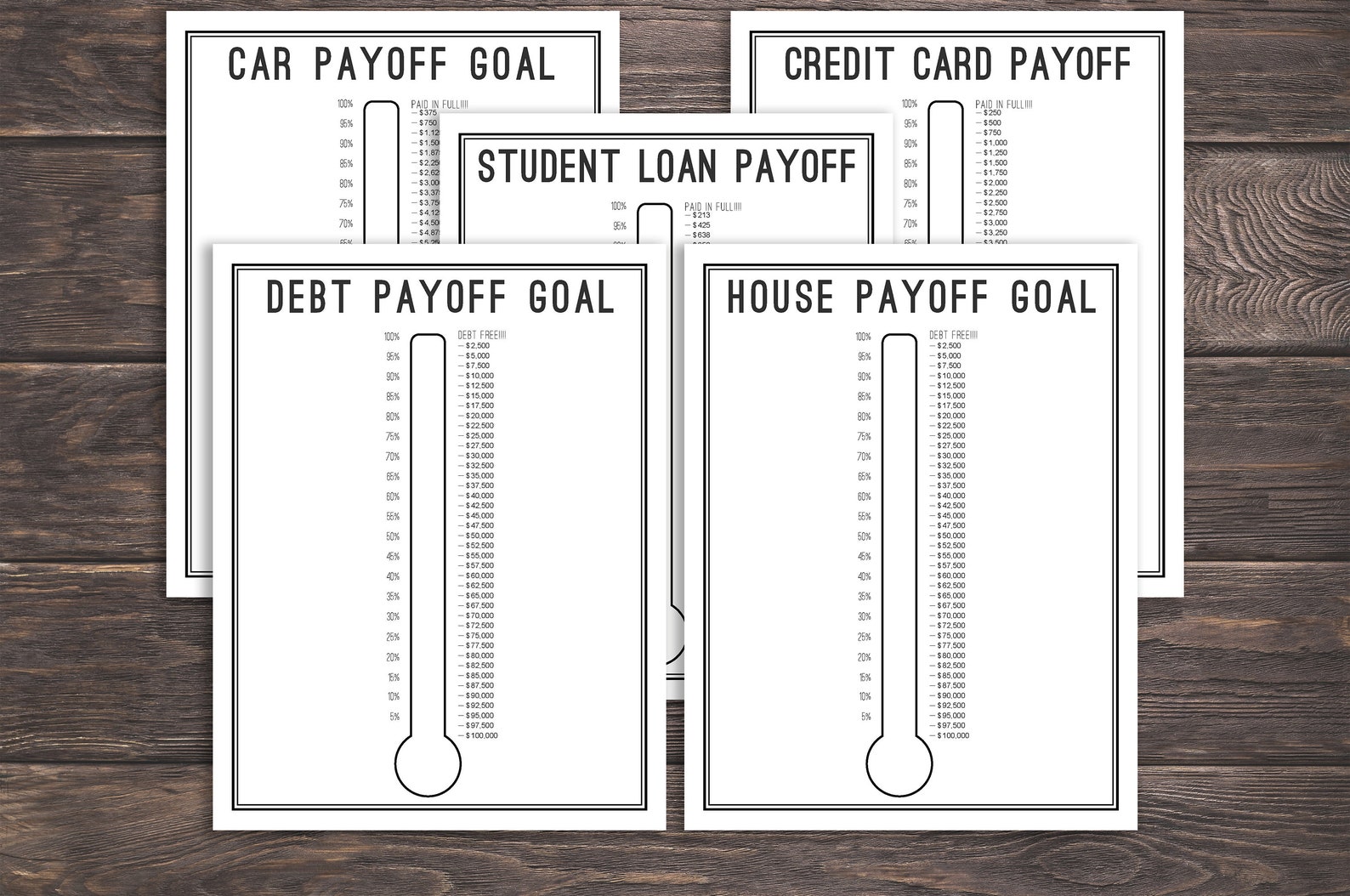 Debt Thermometer Tracker Printable Bundle, Debt Tracker Bundle, Debt ...