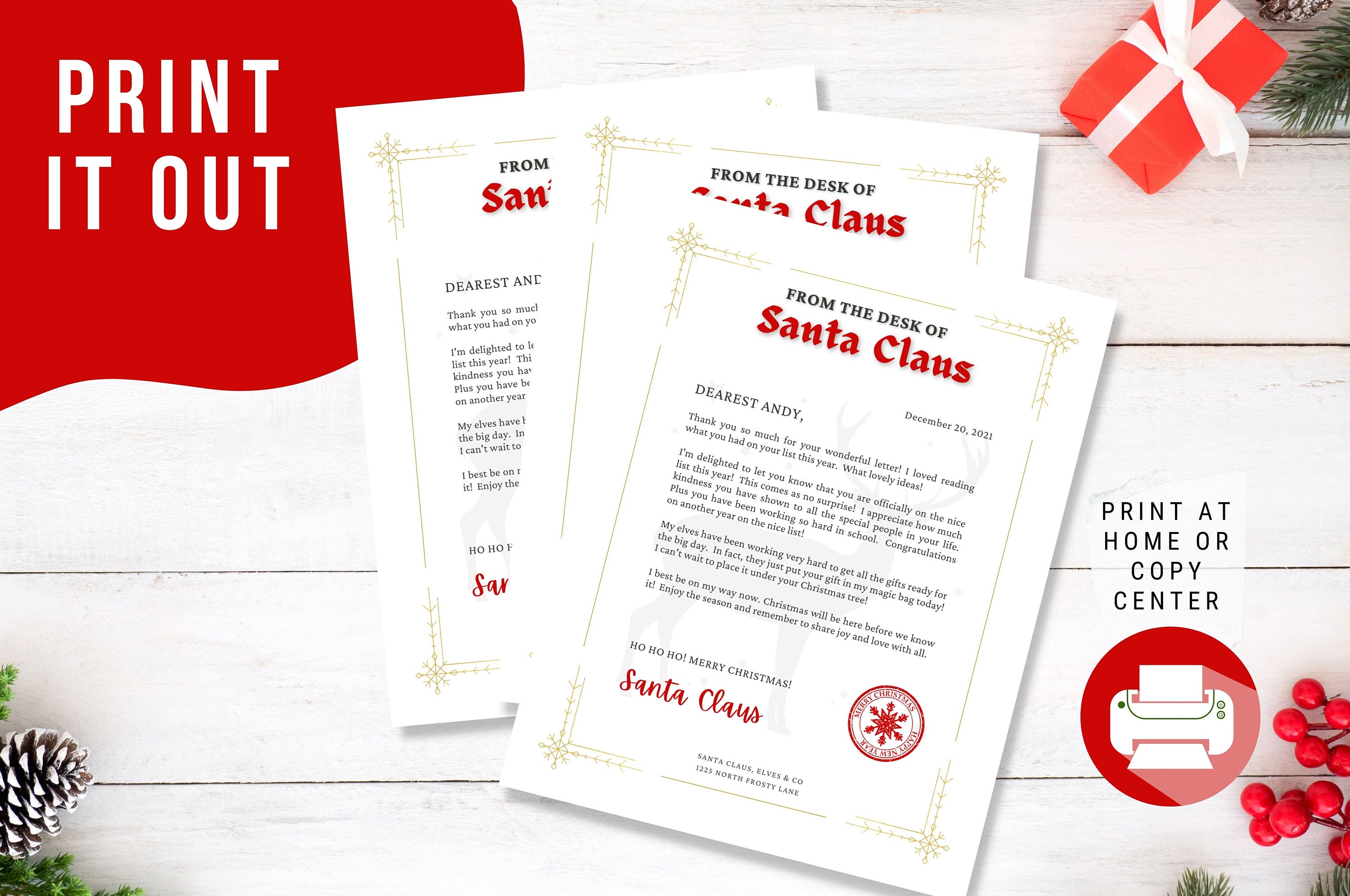 Editable Letter From Santa Claus, Canva Template, Custom Personalized ...