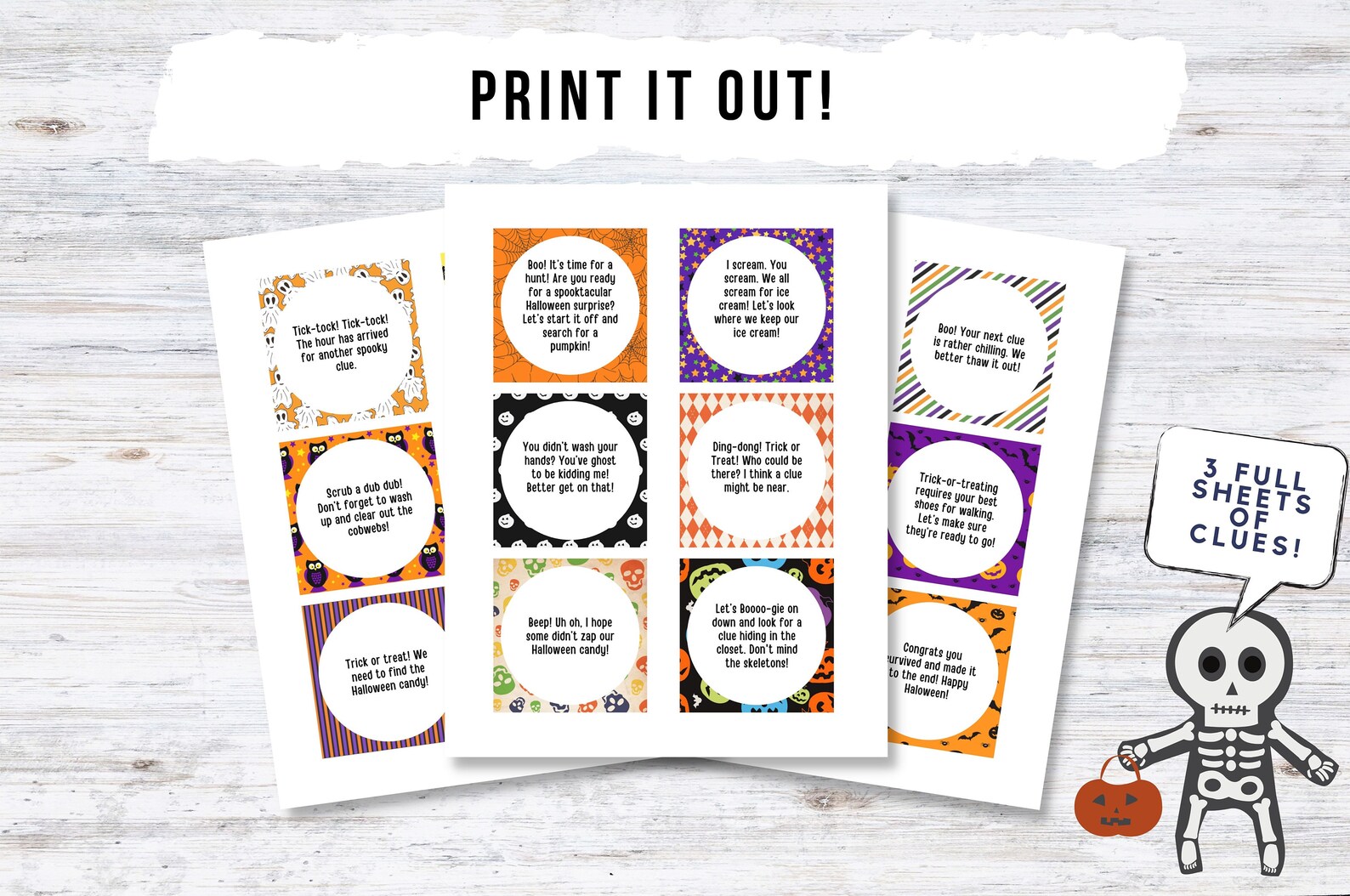 Halloween Scavenger Hunt, 17 Clues, Trick or Treat, Indoor Treasure ...