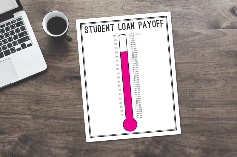 Student Loan Tracker Thermometer Printable, Debt Free Tracker, Student ...