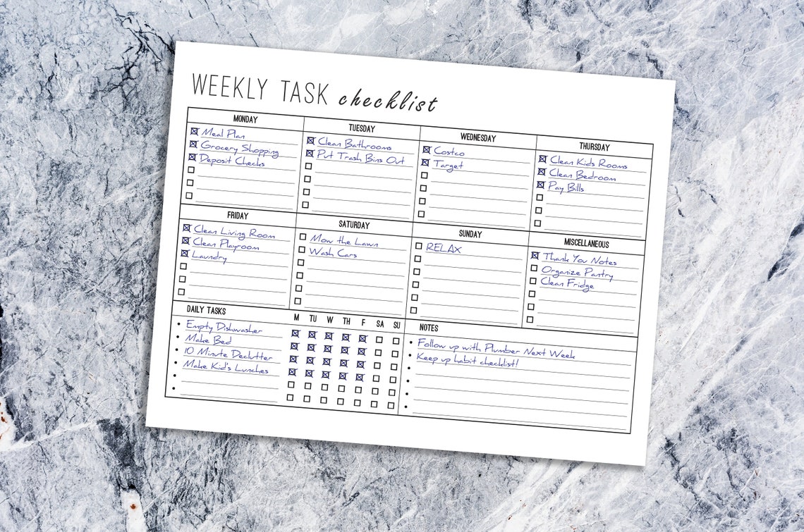 Weekly Task Checklist Printable EDITABLE Letter & A4, Task Planner ...