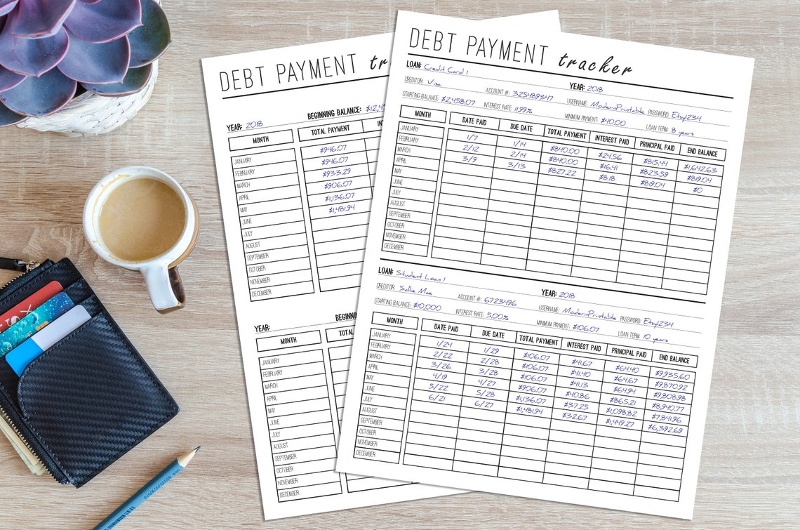 Debt Payment Tracker Printable Debt Snowball Monthly Debt - Etsy
