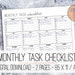 Monthly Task Checklist Printable EDITABLE Letter & A4, Task Planner ...