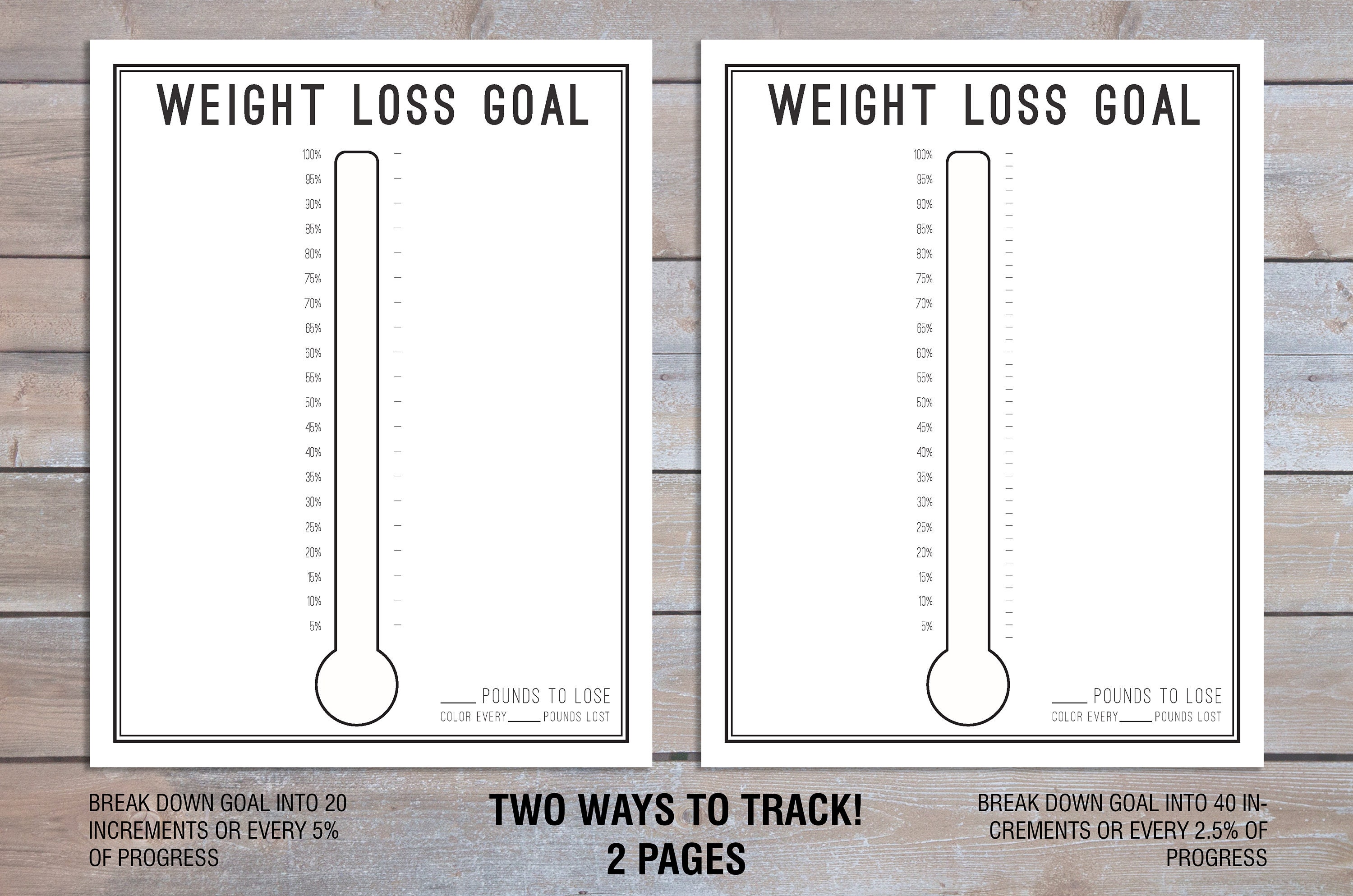 Weight Loss Tracker Printable, Weight Loss Thermometer, Weight Loss ...