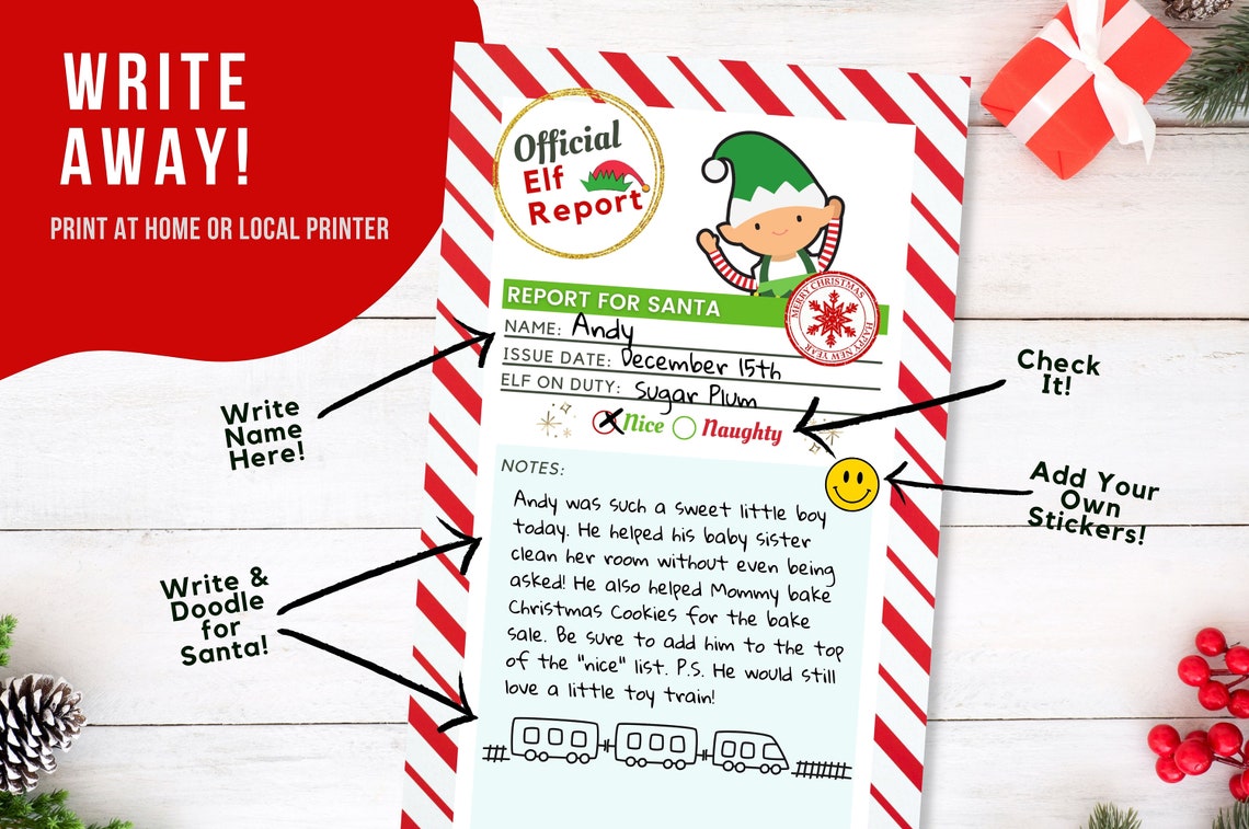 Elf Report Card Printable, Elf Daily Report, Christmas Elf, Elf Letter ...