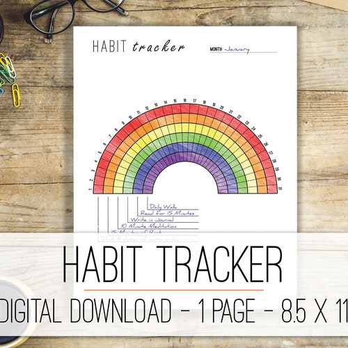 Printable Circle Habit Tracker With Rainbow Colours: Daily | Etsy