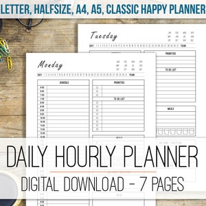 Daily Planner Printable, Hourly Planner, Day Planner, Goal Planner ...
