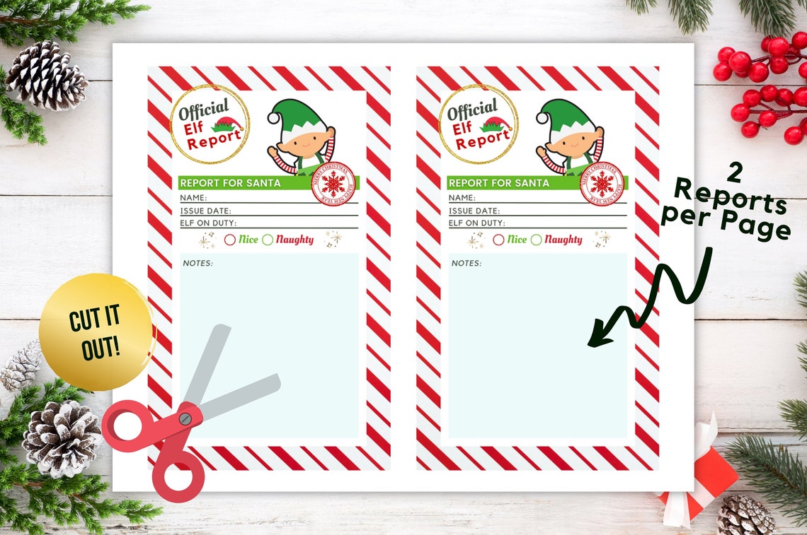 Elf Report Card Printable, Elf Daily Report, Christmas Elf, Elf Letter ...