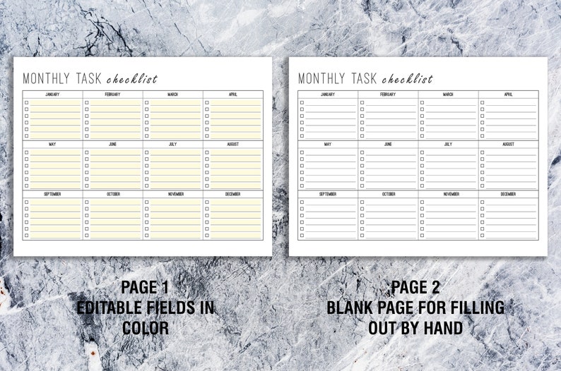 Monthly Task Checklist Printable EDITABLE Letter & A4, Task Planner ...