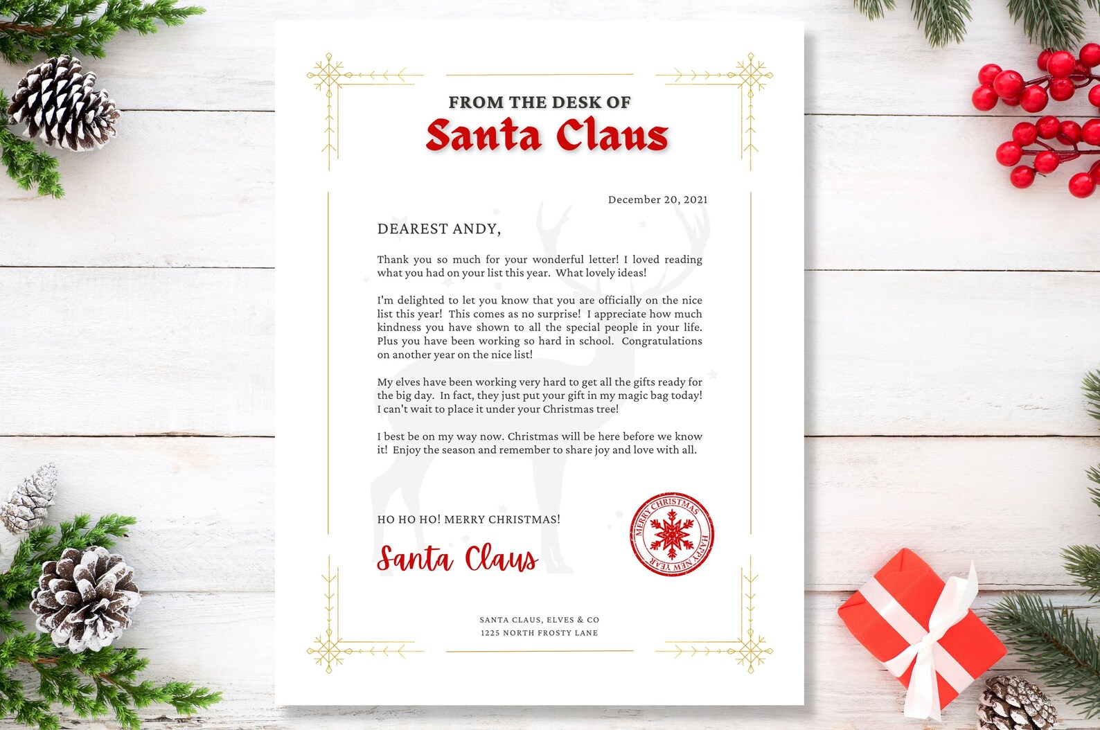 Editable Letter From Santa Claus, Canva Template, Custom Personalized ...