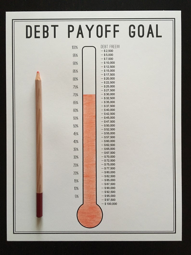 Debt Thermometer Tracker Printable, Debt Tracker, Debt Printable - Etsy