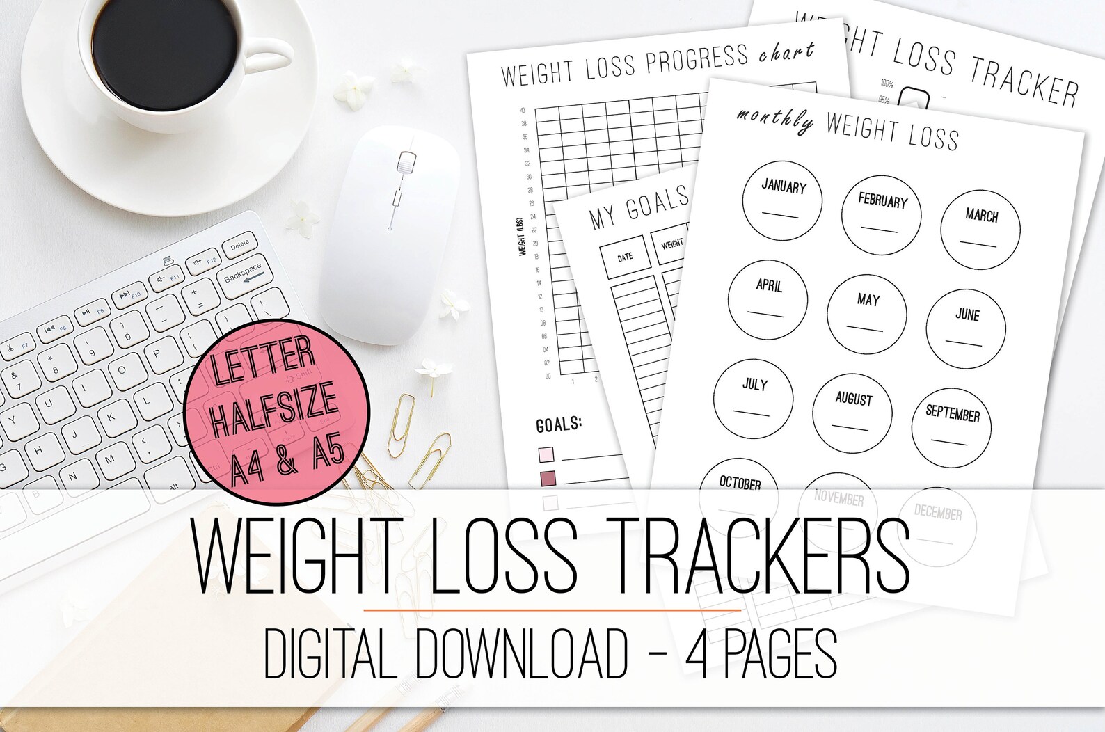 Weight Loss Tracker Bundle Health and Fitness Planner Half - Etsy