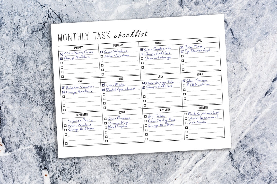 Monthly Task Checklist Printable EDITABLE Letter & A4, Task Planner ...