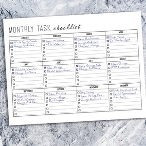 Monthly Task Checklist Printable EDITABLE Letter & A4, Task Planner ...