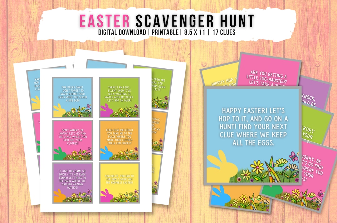 Easter Scavenger Hunt, 17 Clues, Easter Indoor Treasure Hunt, Scavenger ...